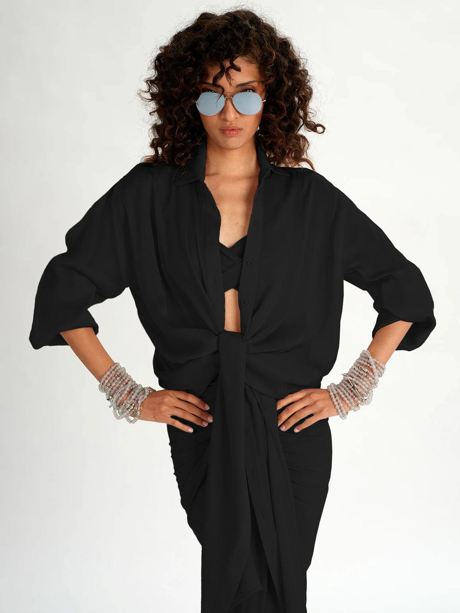 Parachute Silk Tie Front Button Up – Urban Zen